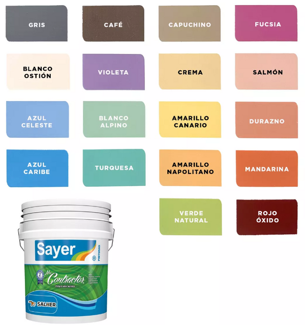Pintura Vinilica Acrilica Sayer Contractor Acabado Mate Cubeta 19 Litr